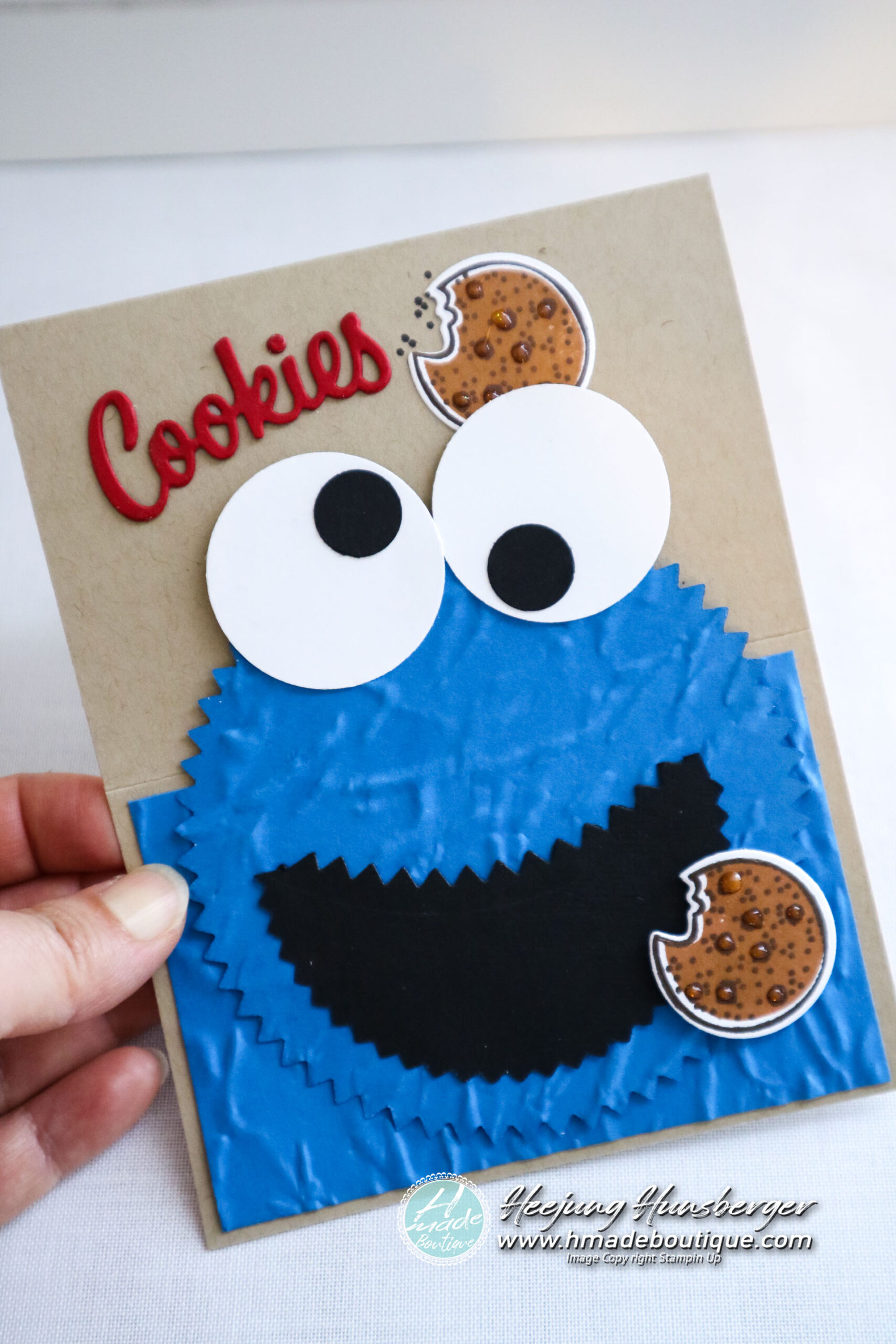 Cookie Monster Easel Card - H MADE BOUTIQUE