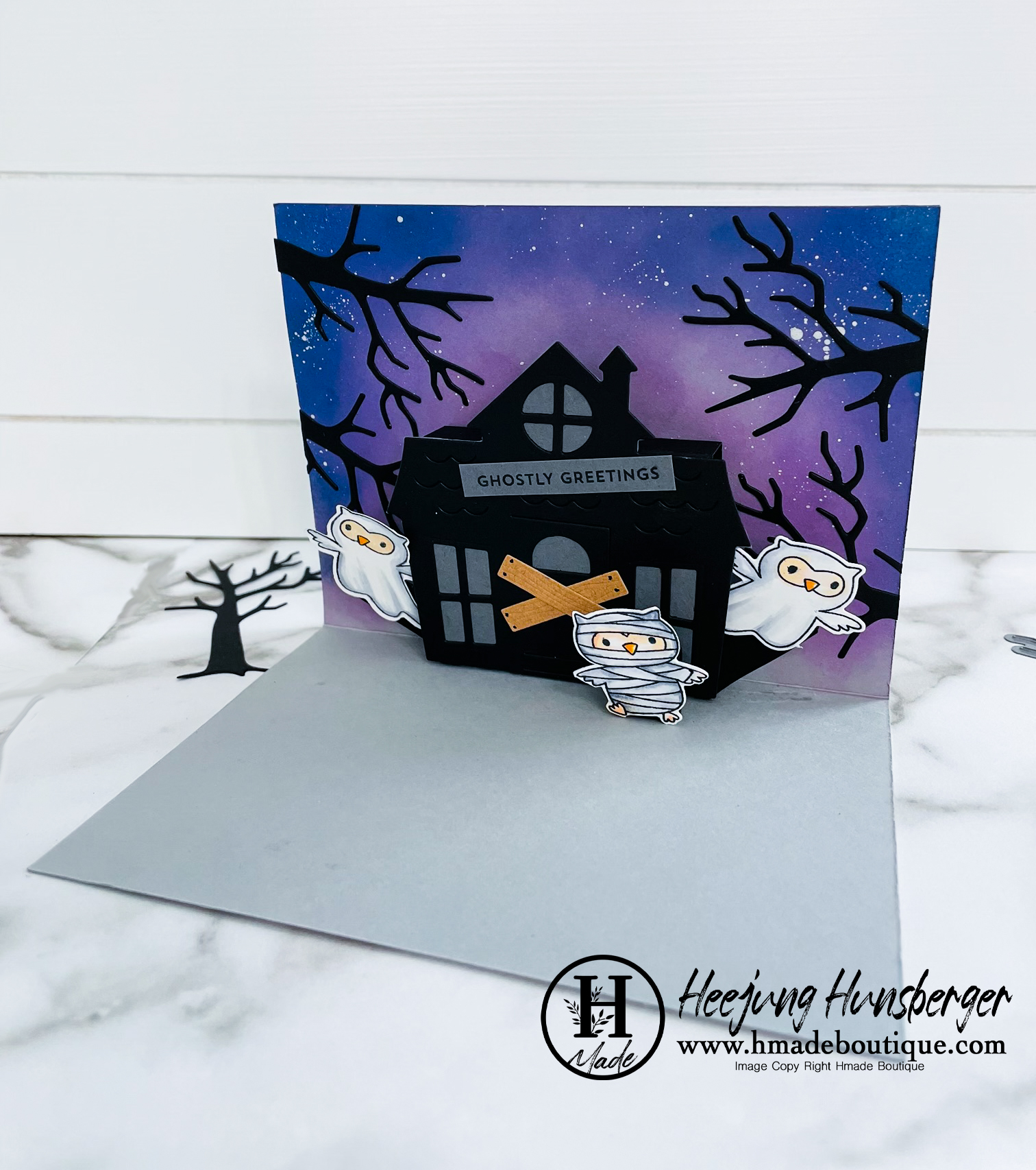 Haunted House Pop-up Card Tutorial- Halloween Card - H MADE BOUTIQUE