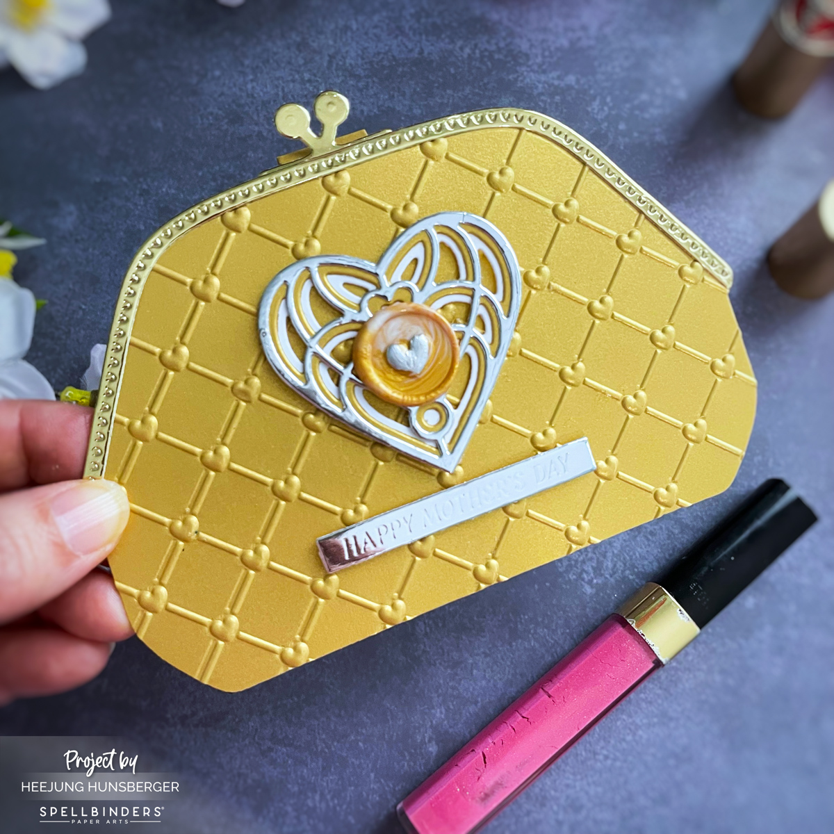 Spellbinders- Gorgeous You Makeup Bag shaped Card Holders - H MADE BOUTIQUE